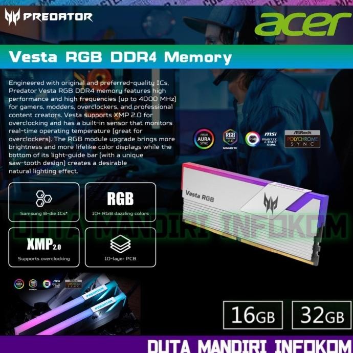 Jual Acer Predator Vesta Rgb Ddr4 16Gb 32Gb Pc28800 3600Mhz - Dual ...