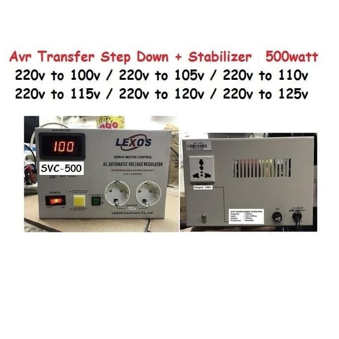 Jual Avr Transformer Step down + Stabilizer 500W 220v ke 100v 110v 120v ...