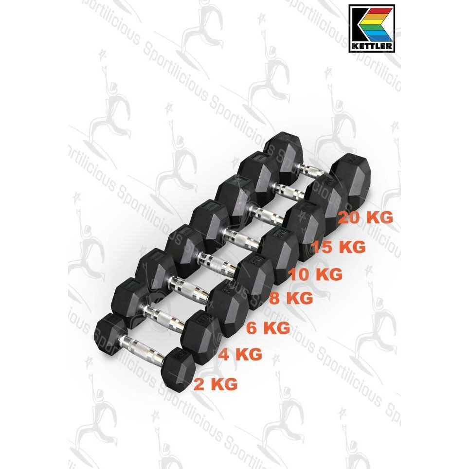 Jual Kettler Dumbel Hexagonal 6 Kg Dumbell Fitness Alat Beban Original ...
