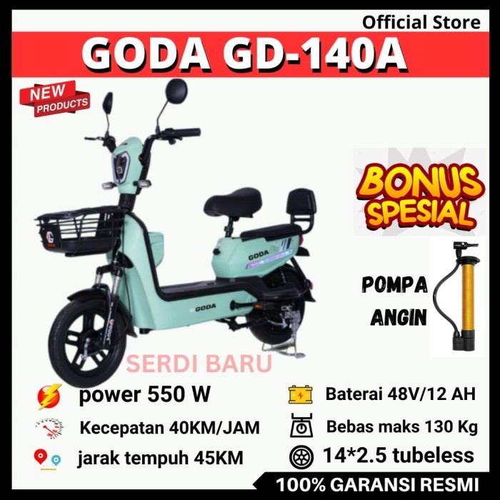 Jual SEPEDA LISTRIK GODA 140A POWER 550W GODA RABBIT GD-140A | Shopee ...
