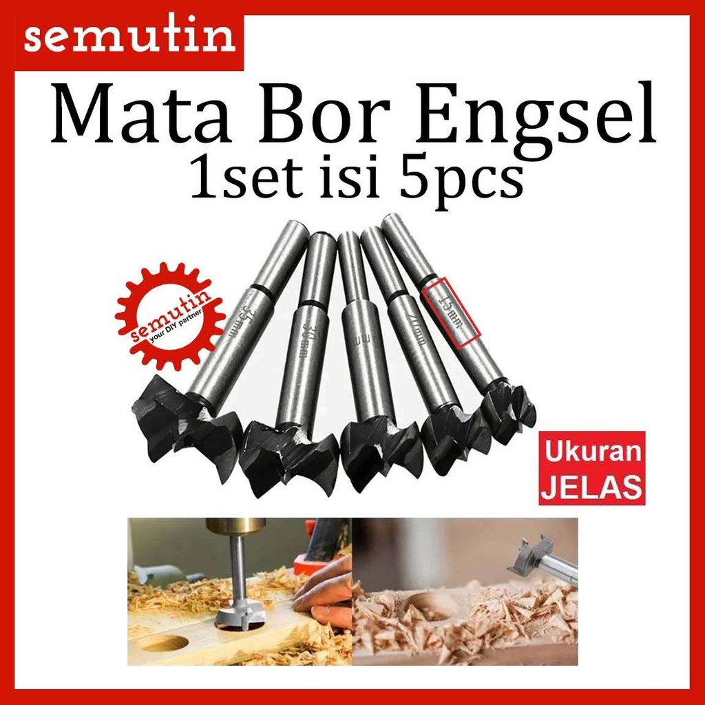 Jual Mata Bor Forstner 5in1 AH87 SM / Pelubang Engsel Kayu Bit / Sendok Carbide Holesaw TCT ...