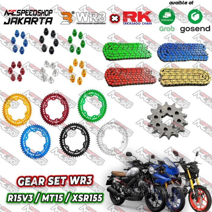 Jual GEAR SET WR3 R15 V3 XSR155 MT15 RANTAI RK CHAIN 428 - 130L KLO ...