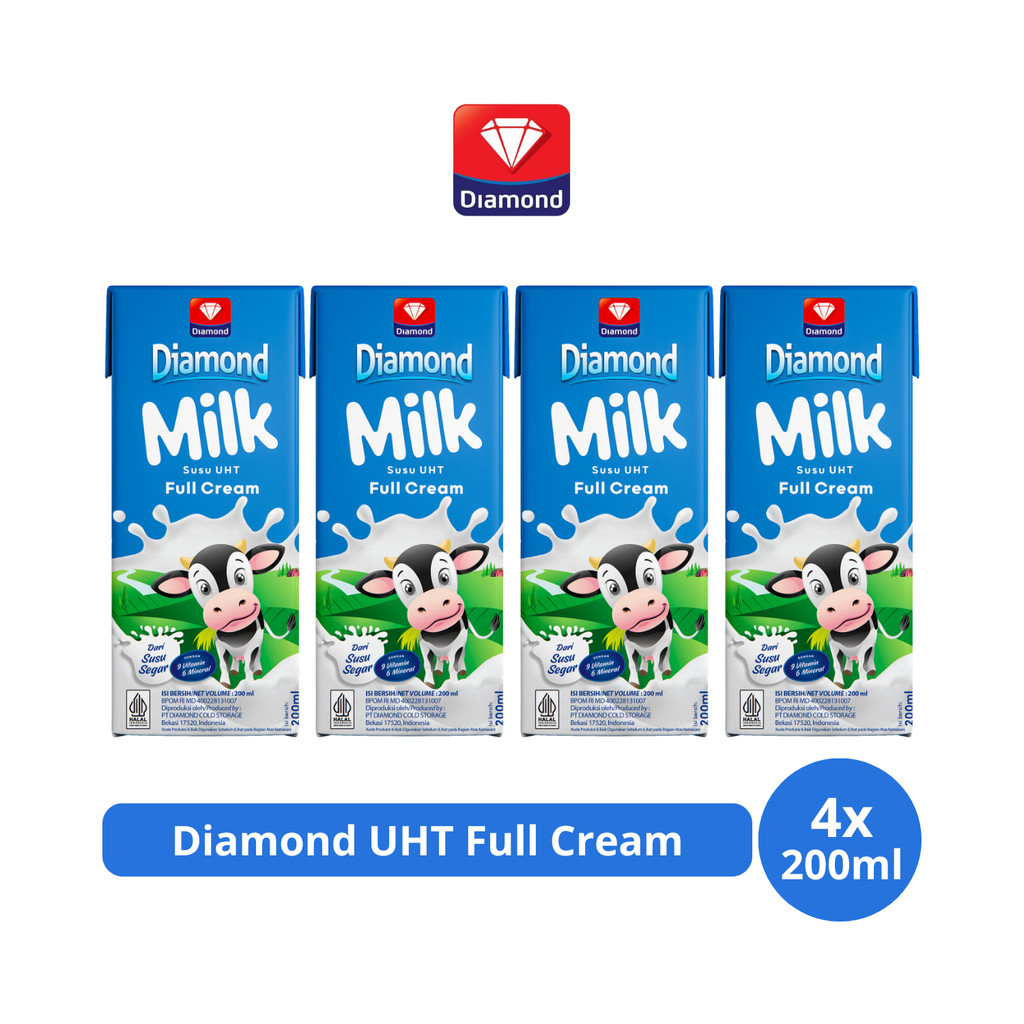 Jual Diamond Milk Susu UHT Full Cream 200ml x 4 pcs | Shopee Indonesia