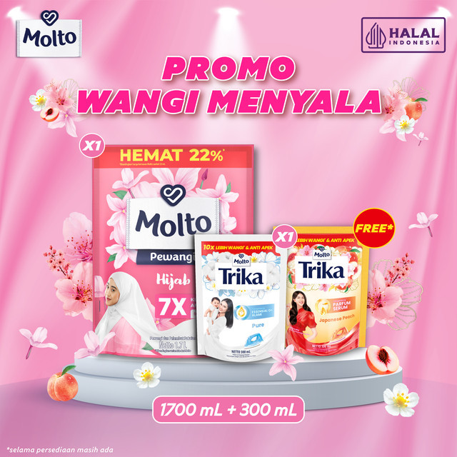Jual Buy Molto Soft and Fresh 1.7L + Molto Trika Pure 300mL FREE Molto ...