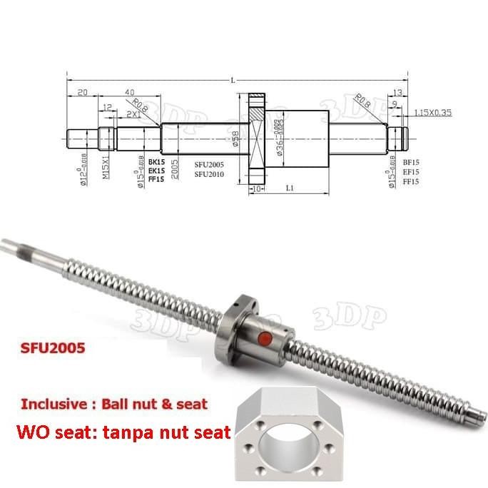 Jual Ballscrew Sfu 2005 +Ball Nut & Seat (Finishing) !! Ready | Shopee ...