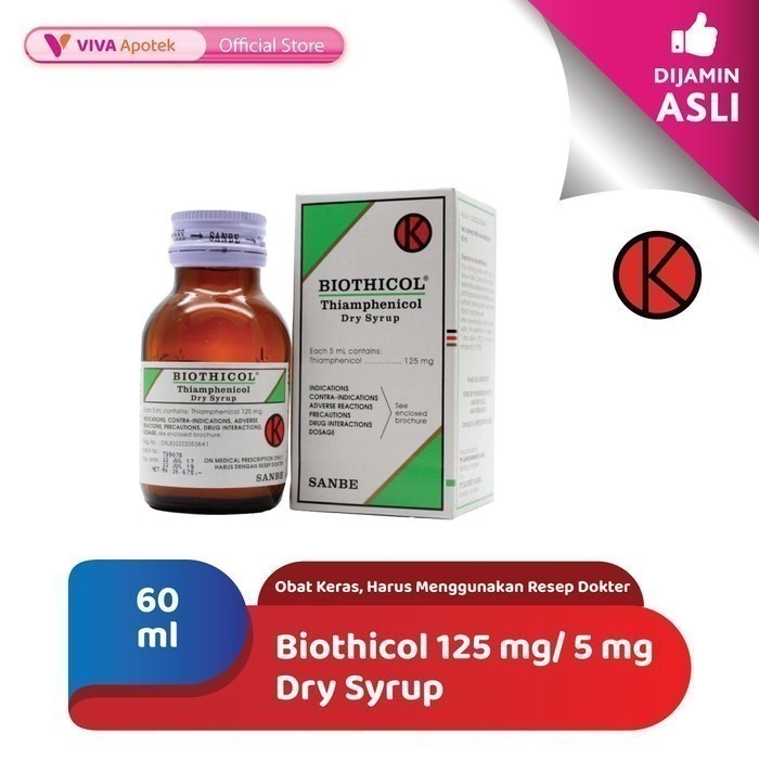 Jual Biothicol 125 mg/5 ml Dry Syrup / Thiamphenicol / Antibiotik (60 ml) | Shopee Indonesia