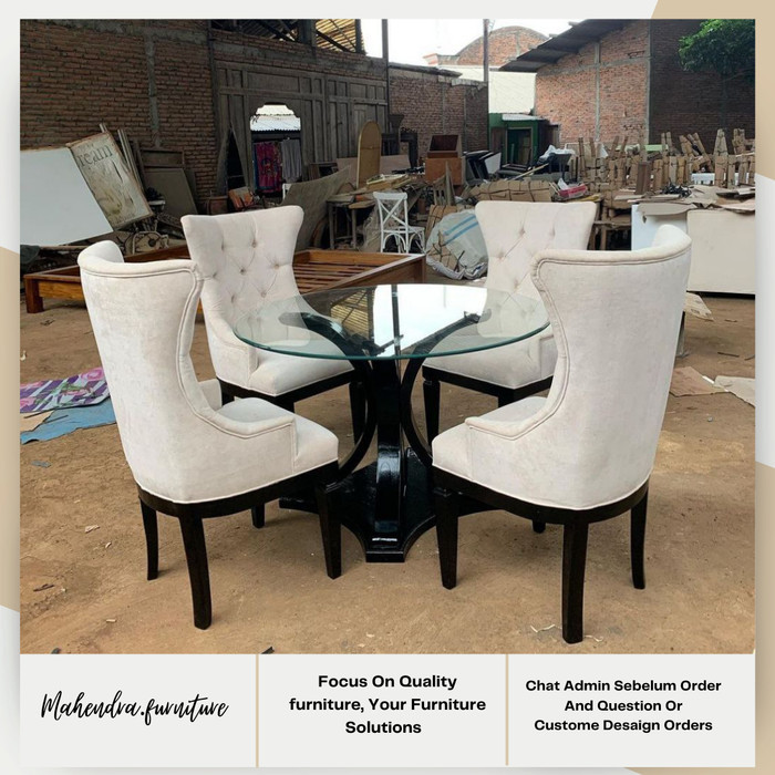 Jual Meja Makan Bundar 4Kursi Set Meja Makan Bundar Kayu jati Meja Makan Bundar Kursi 4 | Shopee ...