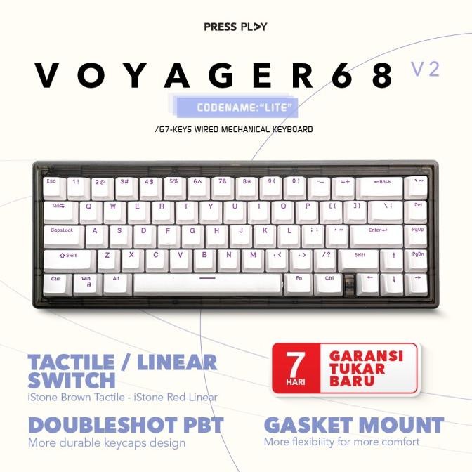 Jual VOYAGER68 v2 Lite 65% 67-key Mechanical Keyboard by Press Play ...