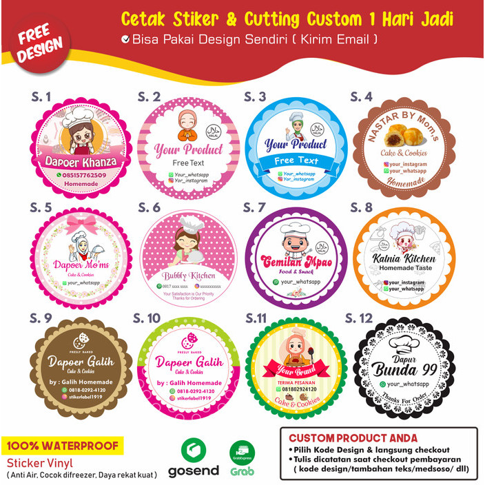 Jual Stiker label / stiker bulat /stiker produk cutting custom FREE DESIGN | Shopee Indonesia