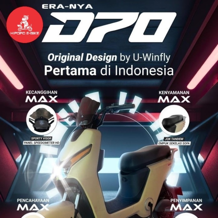Jual Uwinfly D70 D 70 Sepeda Listrik 450w Harga ekonomis Garansi Resmi ...