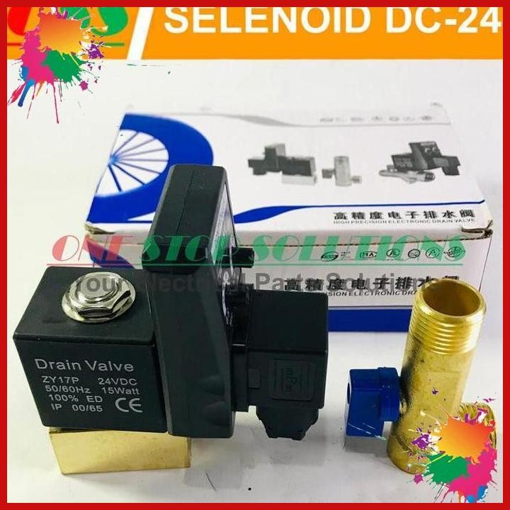 Jual (ons) solenoid selenoid auto drain valve 1/2 inch witch timer ...