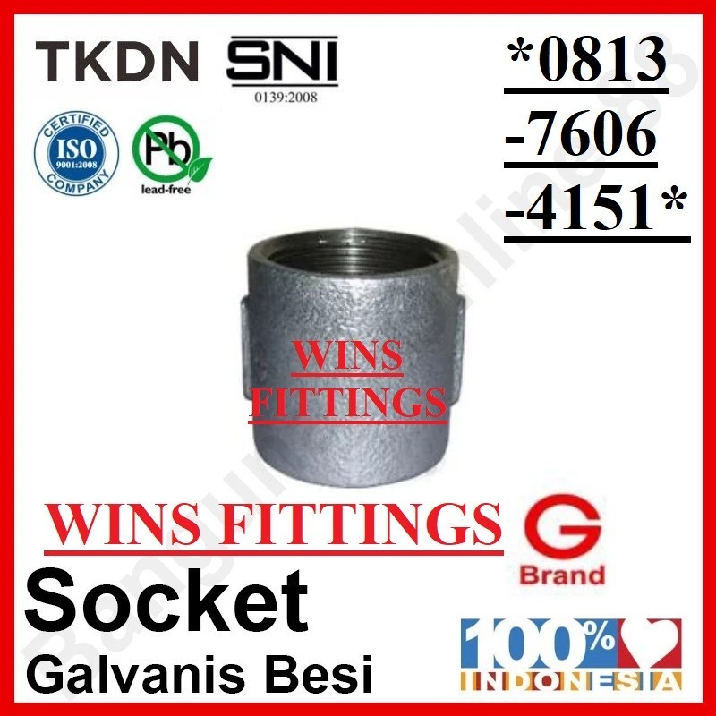 Jual Socket drat dalam 4" BESI GALVANIS GLV GIP coupling 4 inch sock ...