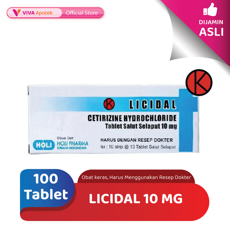 Jual Licidal 10 mg / Cetirizine / Gatal / Alergi (100 Tablet) | Shopee ...