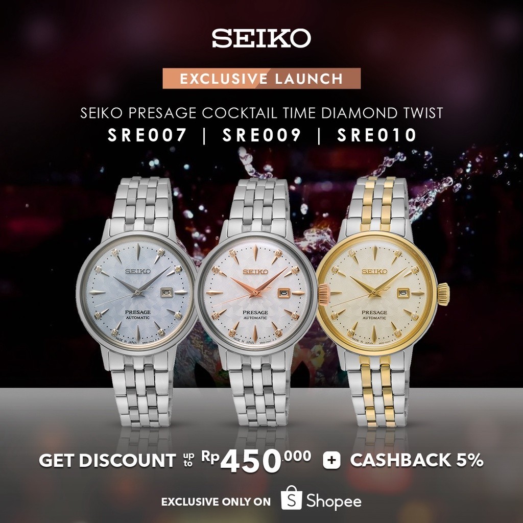 Jual Seiko Women Presage SRE007 SRE009 SRE010 Cocktail Time Diamond ...