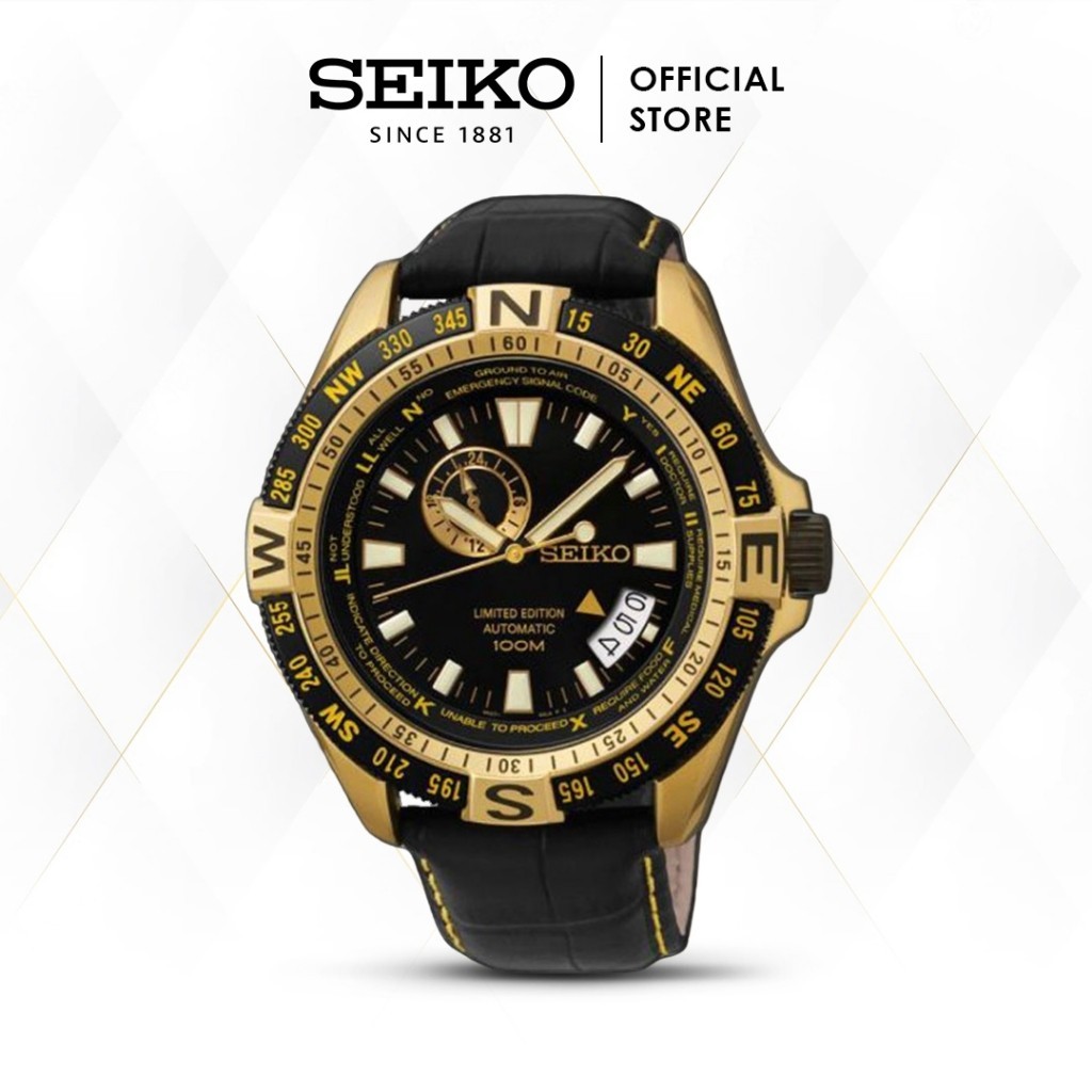 Jual Jam Tangan Pria Seiko Automatic Leather SSA190K1 SSA190 Black Gold ...