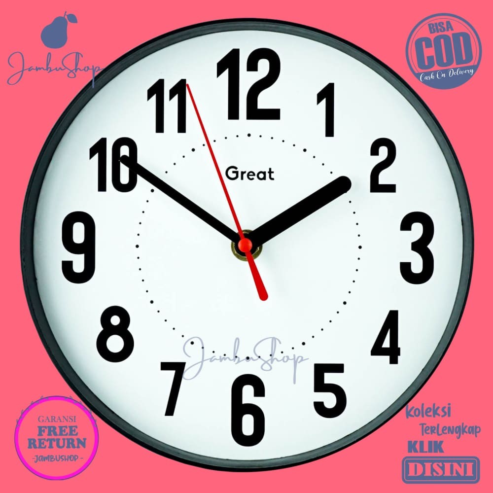 Jual Jam Dinding Analog Minimalis Minimalis Putih GR888-1088 Dekorasi ...