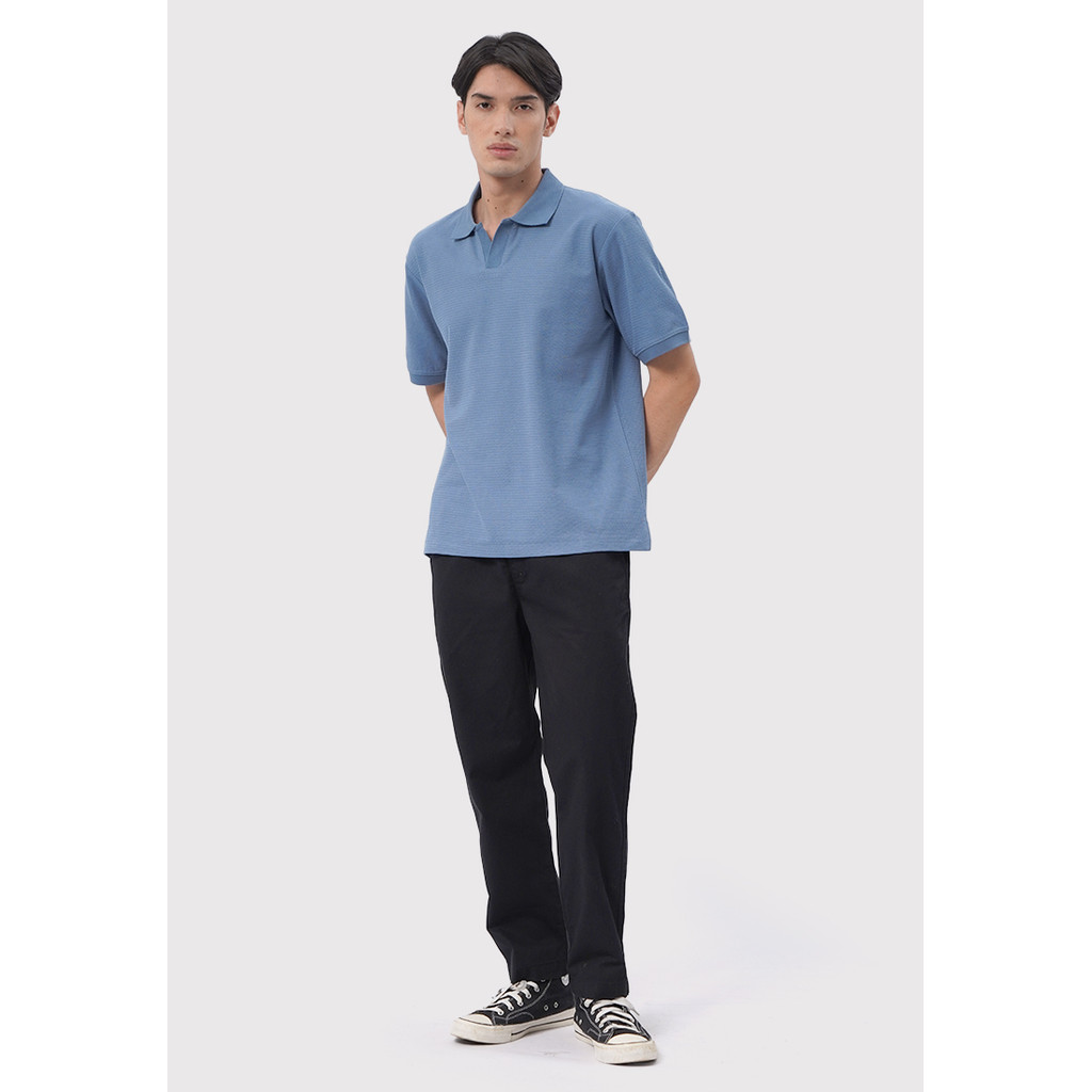 Jual Executive Short Sleeve Textured Polo Shirt Steel Blue | Shopee ...