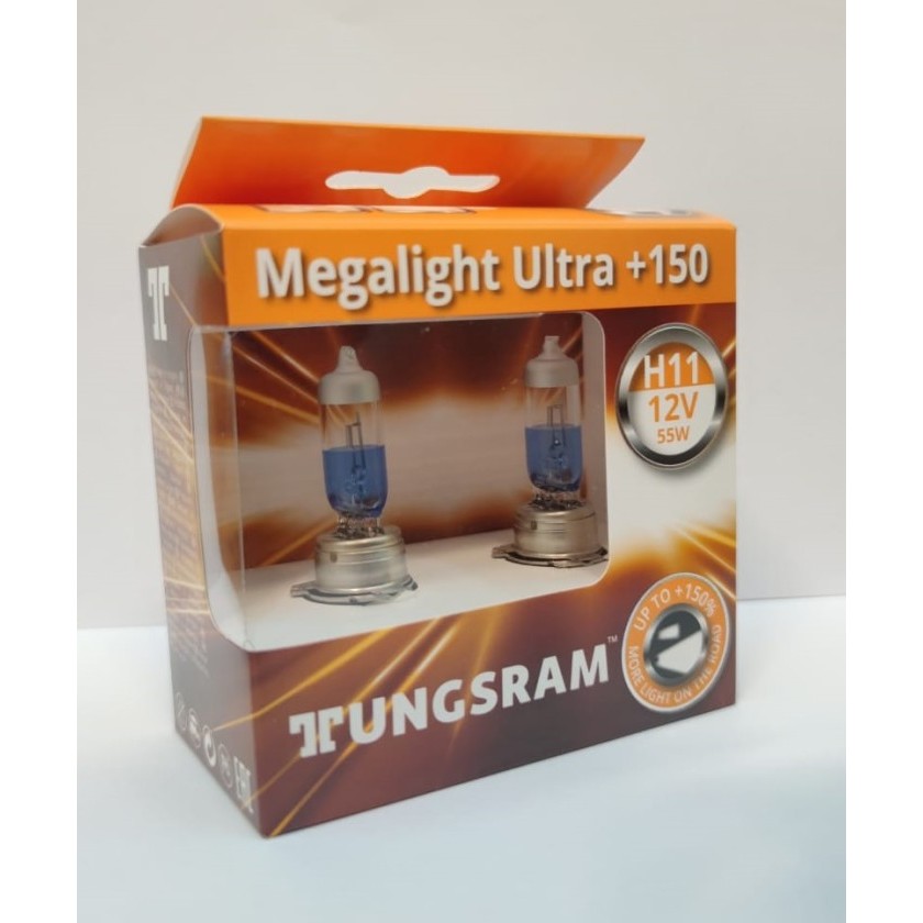 Jual Bohlam Lampu Mobil Halogen H11 Tungsram Megalight Ultra +150 ...