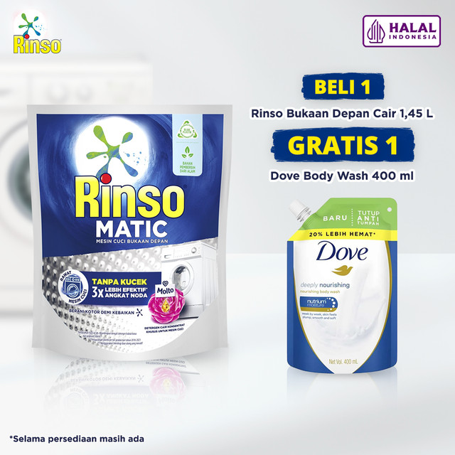 Jual Buy 1 Rinso Matic Front Load 1.45L FREE 1 Dove BW Deeply ...