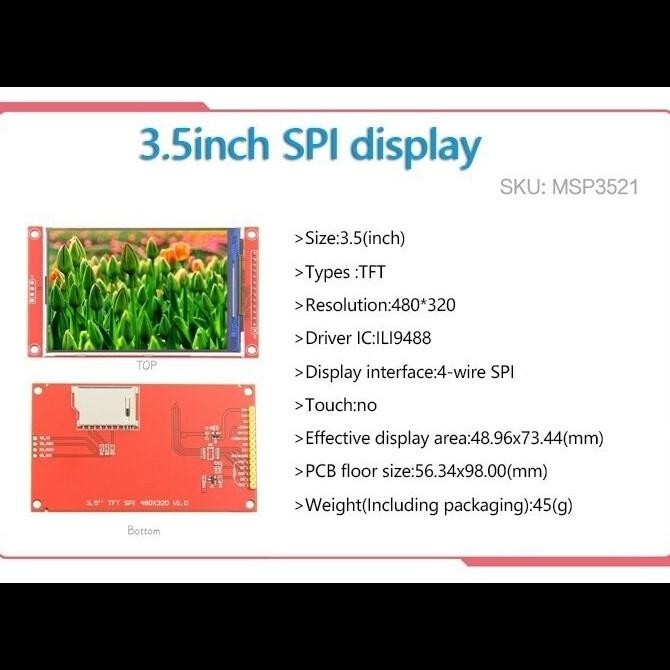 Jual NEW 3.5" LCD TFT Touchscreen SPI Serial ILI9488 240*320 pixel for arduino | Shopee Indonesia