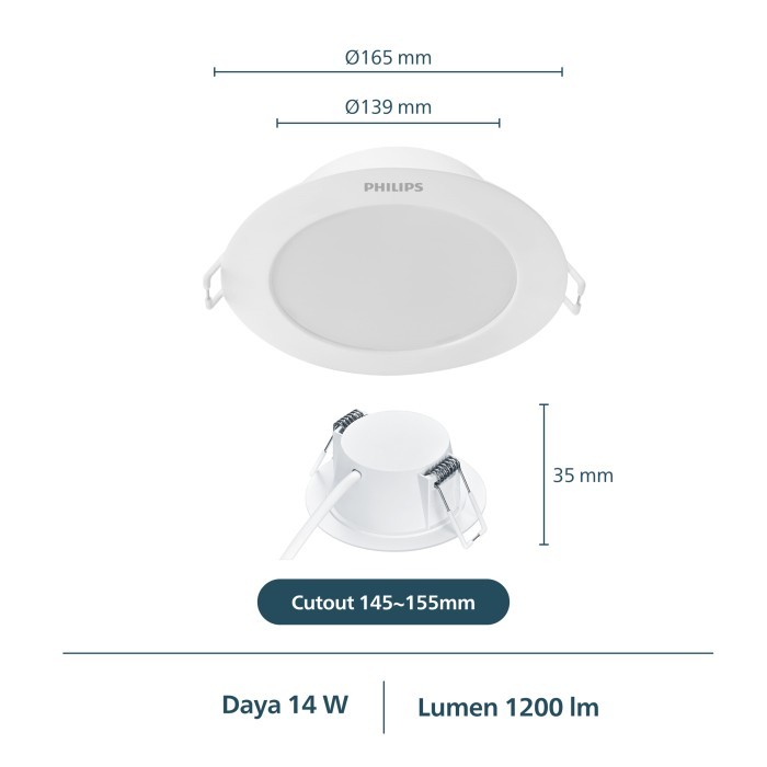 Jual Lampu Philips Downlight Multipack Eridani Led11 D150 14W 65K Putih ...