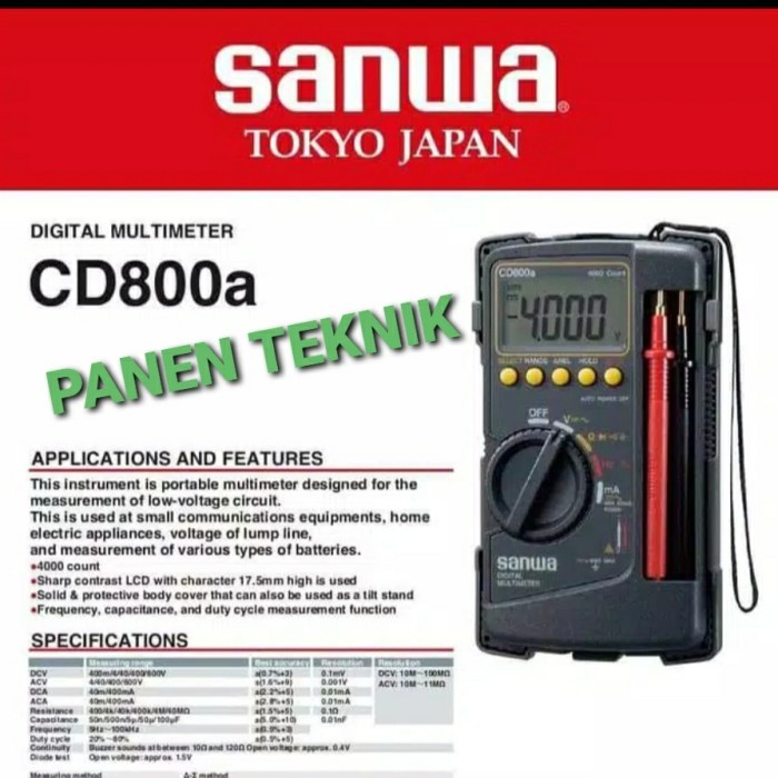Jual neww MULTITESTER SANWA DIGITAL CD800 AVOMETER MULTI METER CD 800 ...