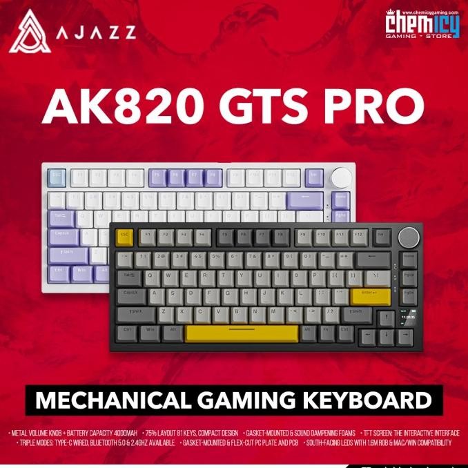 Jual TERBARU - Ajazz Ak820 GTS Pro 75% Triple Connection Mechanical Gaming Keyboard | Shopee ...