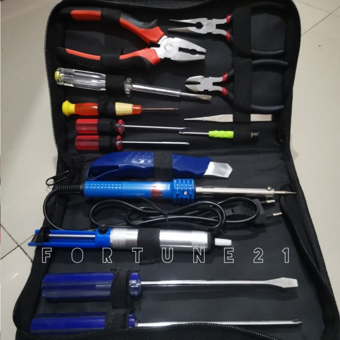 Jual TOOLKIT SET SOLDER ISI 14 PCS ELEKTRONIK SET LENGKAP SOLDERING ...