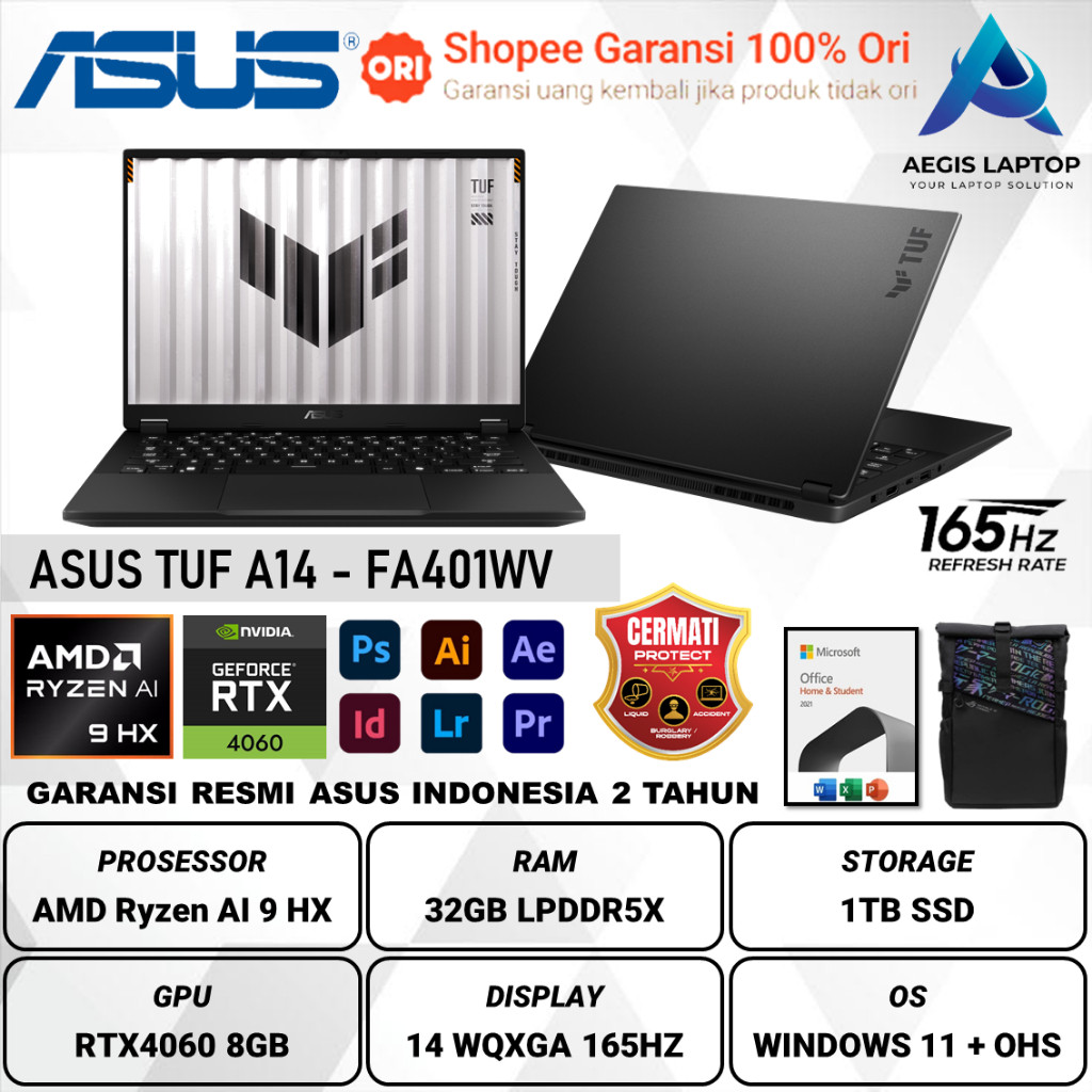 Jual ASUS TUF Gaming A14 - FA401WV AMD Ryzen AI 9 HX 370 INVIDIA RTX ...