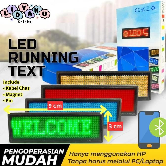 Jual LED PAPAN NAMA BERJALAN/LED Badge/Nametag LED/Bluetooth Android IOS | Shopee Indonesia
