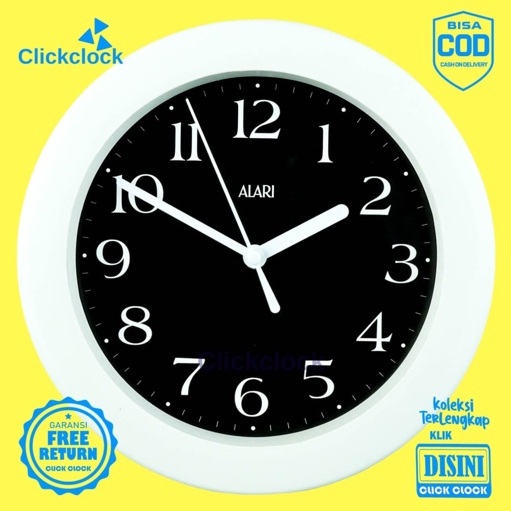 Jual Jam Dinding Quartz Minimalis Minimalis Hitam AL1242-805 Besar ...