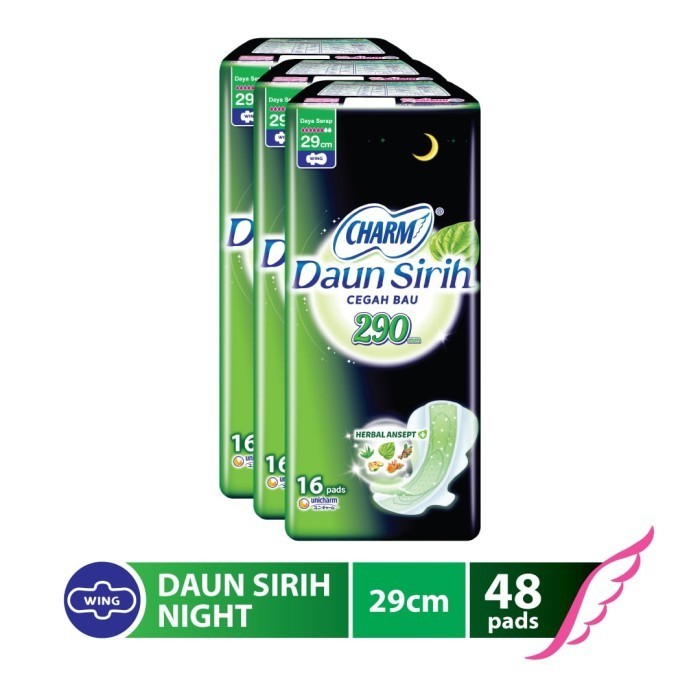Jual Charm Pembalut Daun Sirih Night 29cm Wing 16 pads - 3 Pack | Shopee Indonesia