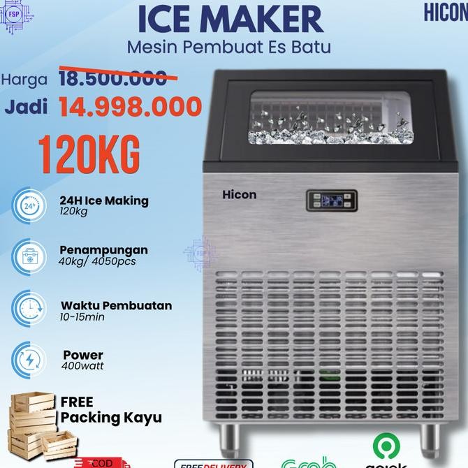 Jual Diskon! HICON HZB 100/120 Ice Cube Maker Machine 100-120kg/Day Big ...