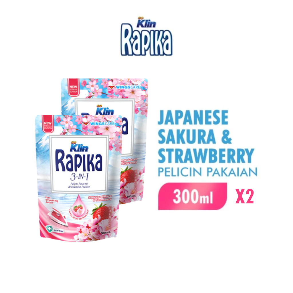 Jual Rapika Pewangi Pakaian Japanese Sakura & Strawberry Pouch 300ml x 2 pcs | Shopee Indonesia