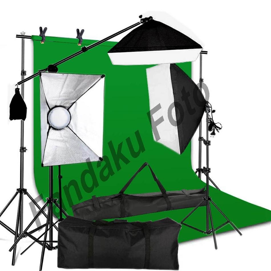 Jual paket lighting studio softbox led dimmer 45 watt with backdrop ...