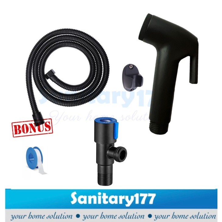 Jual Paket jet shower bidet Hitam MTB set stop kran closet complete set ...
