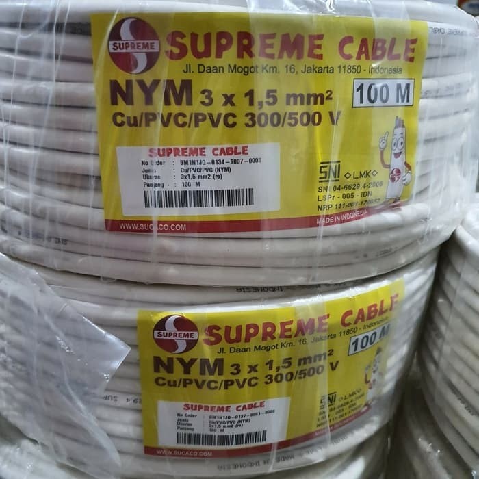 Jual HARGA DISC - kabel nym 3x1.5 mm 100 meter supreme 3 x 1.5 mm | Shopee Indonesia