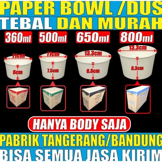 Jual NEW Trifinity Paper Bowl Tebal 360ml 500ml 650ml 800ml Hanya Body ...