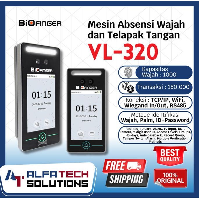 Jual BIO-FINGER VL-320 | Face ID & Palm | Absensi Wajah & Telapak ...