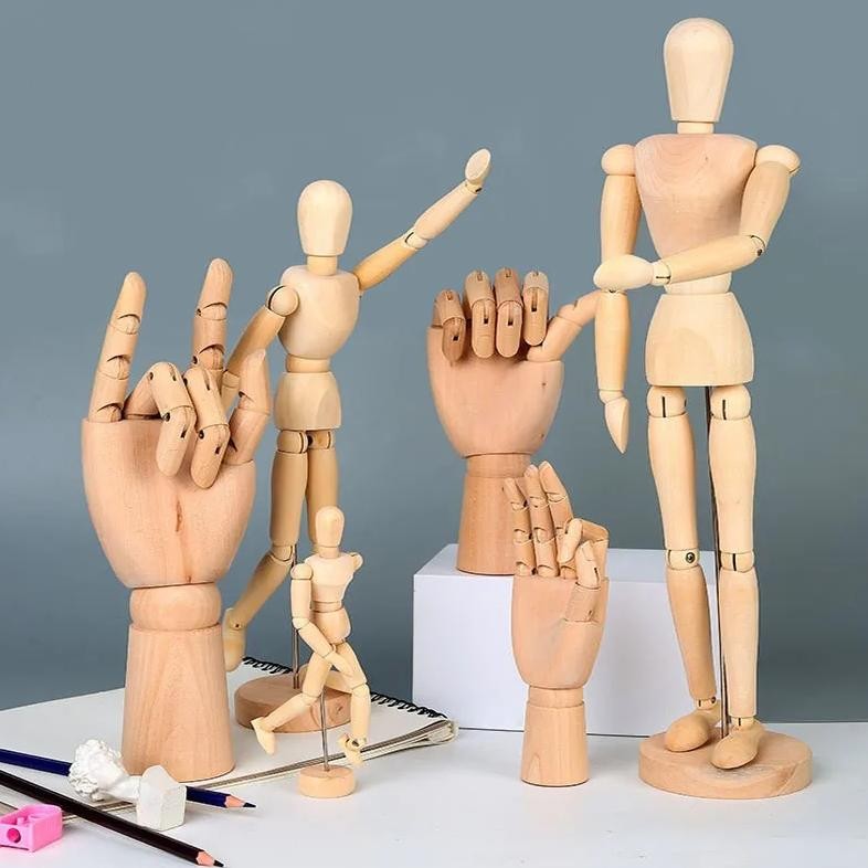 Jual wooden hand body draw action toys drawing sketch mannequin model ...