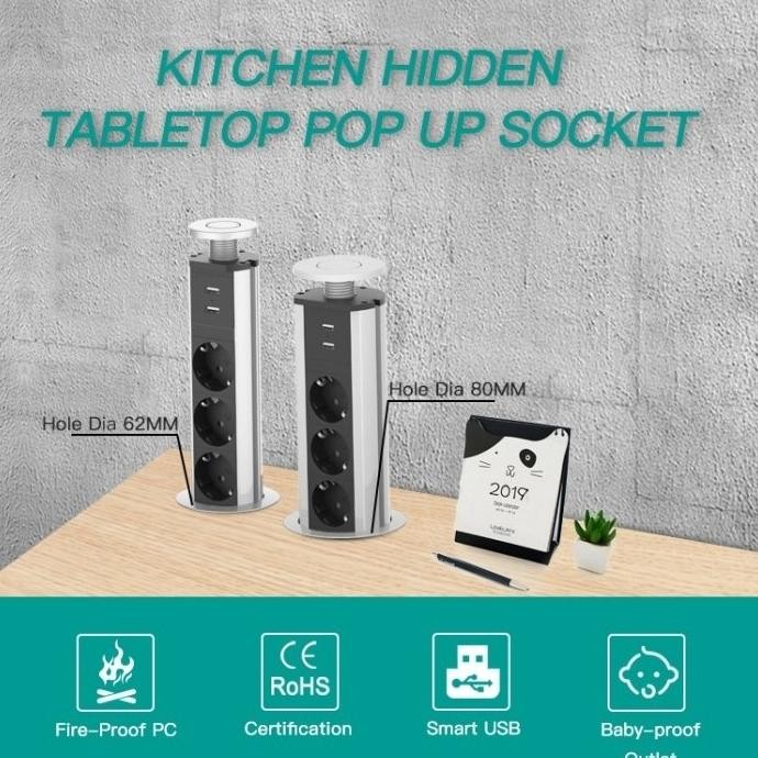 Jual Stop Kontak Tanam Meja Meeting Pop Up Colokan Listrik 3 4 6 Socket ...