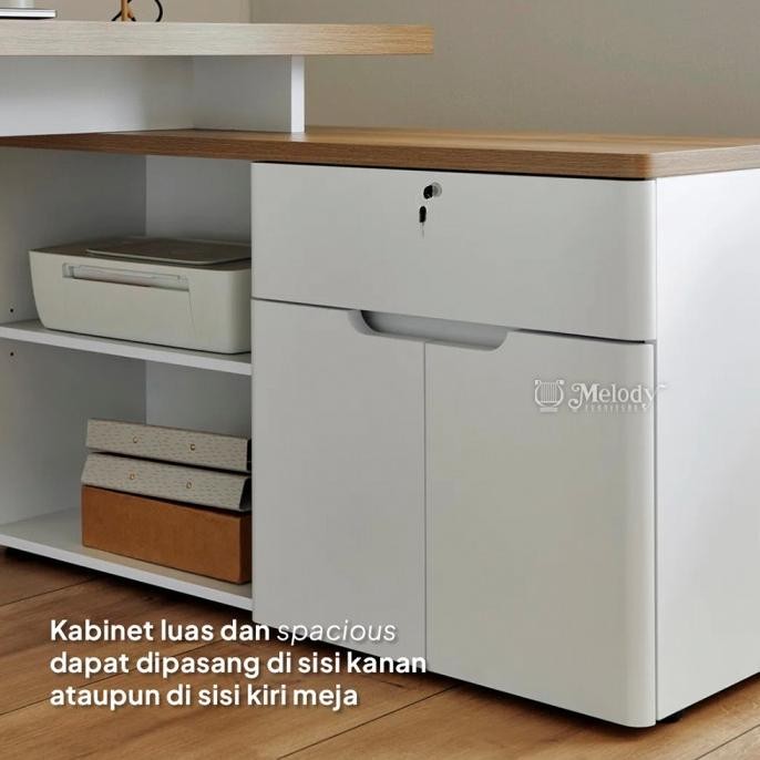 Jual Meja Kerja Meja Belajar Meja L Minimalis LIBRE 150 E RIVIERA-WHITE | Shopee Indonesia