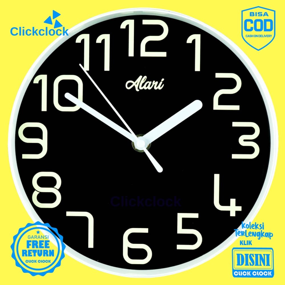Jual Jam Dinding Quartz Minimalis TANPA KACA Minimalis Hitam AL1168 ...