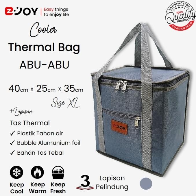 Jual TAS BEKAL THERMAL FOIL+MIKA WARNA ABU-ABU SIZE-XL 40CM X 25CM X ...