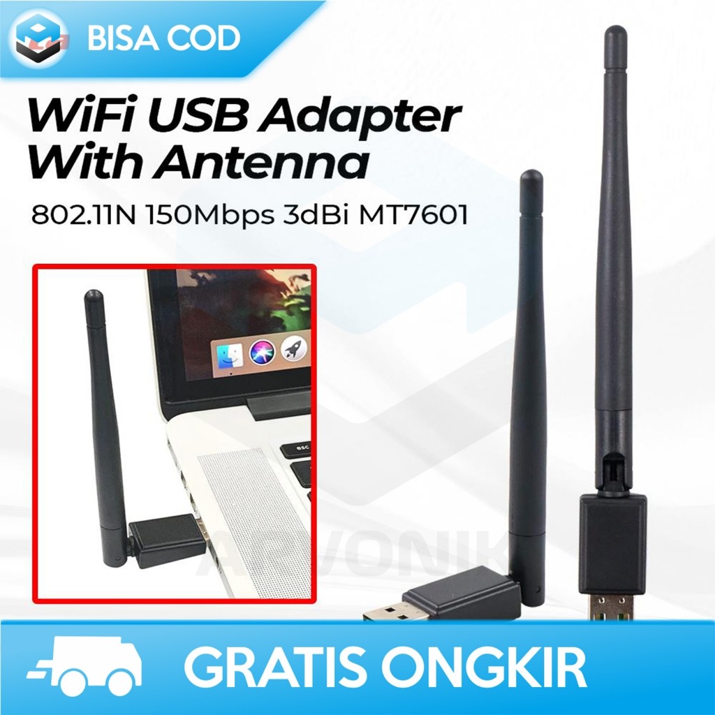 Jual ADAPTOR USB WIFI DENGAN ANTENA REALTEK KECEPATAN 150 MBPS | Shopee Indonesia