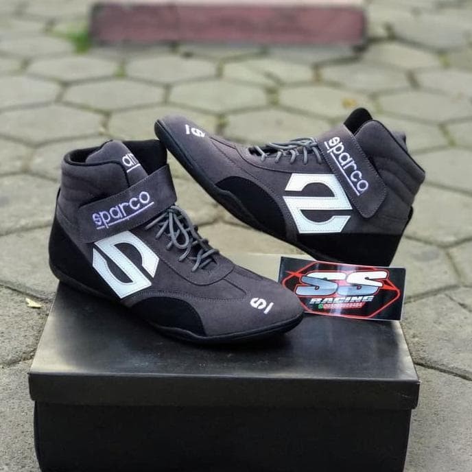 Jual SEPATU DRAG BIKE RACE TOURING CORNERING GOKART HITAM ABU SUEDE ...