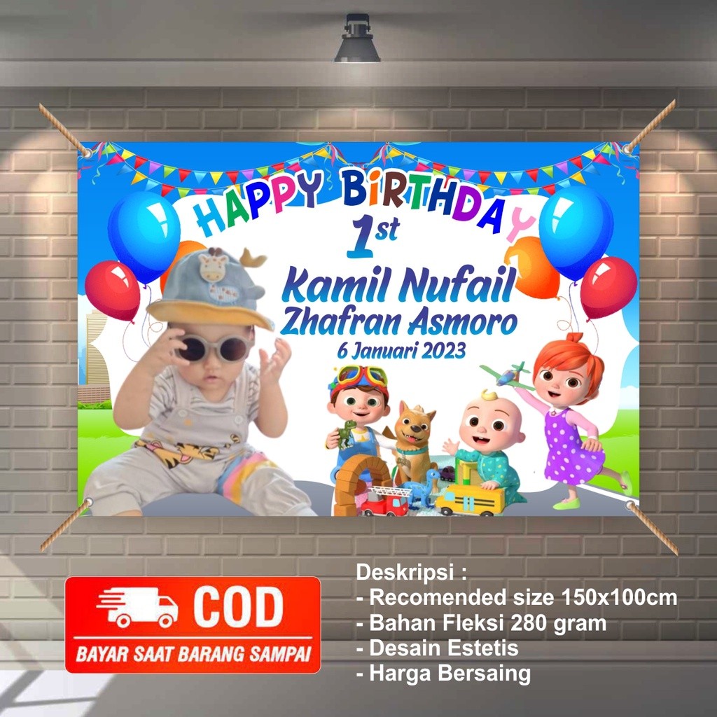 Jual Banner / Backdrop Ulang Tahun Anak Custom | Gratis Desain | Contoh ...