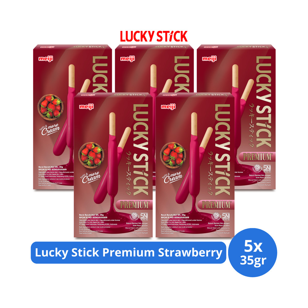 Jual Lucky Stick Premium Strawberry 35gr x 5 pcs | Shopee Indonesia