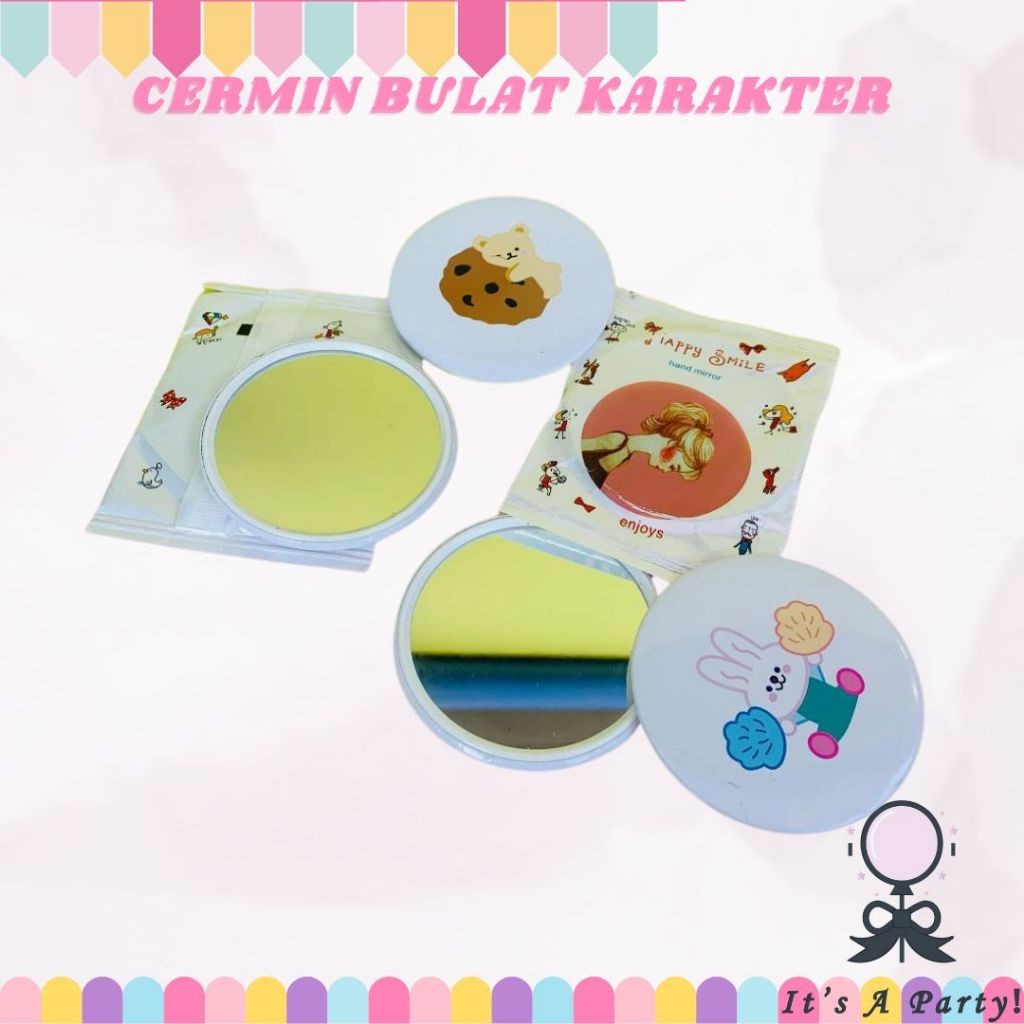 Jual Cermin Bulat Mini Karakter Kaca Cermin Make Up Mini Traveller Kaca ...
