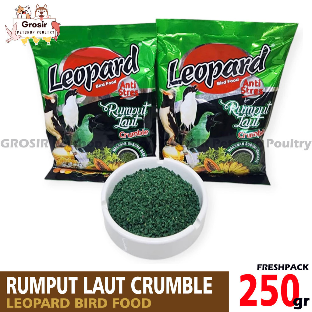 Jual Leopard hijau rumput laut crumble Voer burung seaweed bentuk kasar ...